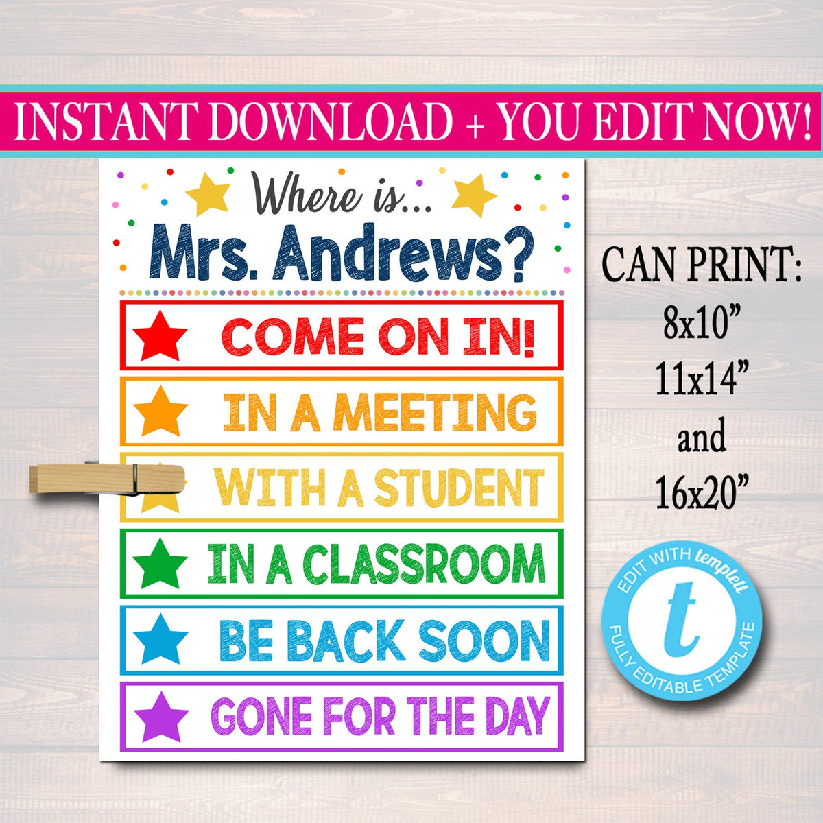 Where is the Teacher Door Sign | TidyLady Printables