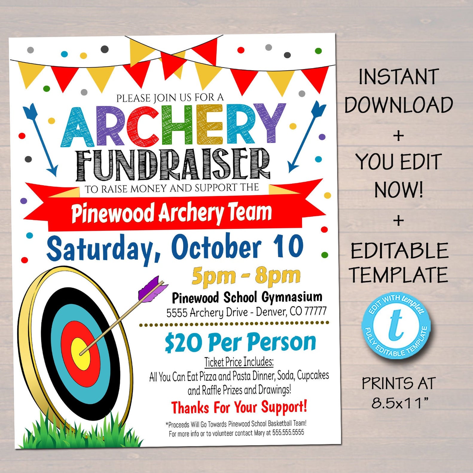 Archery Fundraiser Flyer | TidyLady Printables