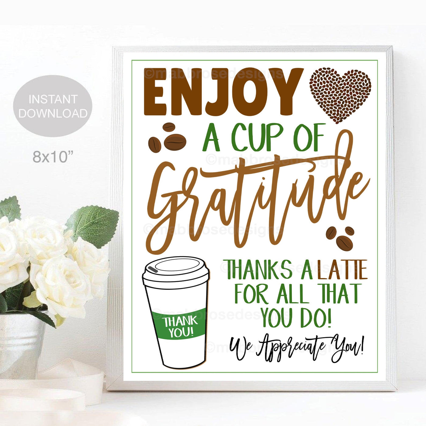 Enjoy a cup of Gratitude Coffee Sign | TidyLady Printables