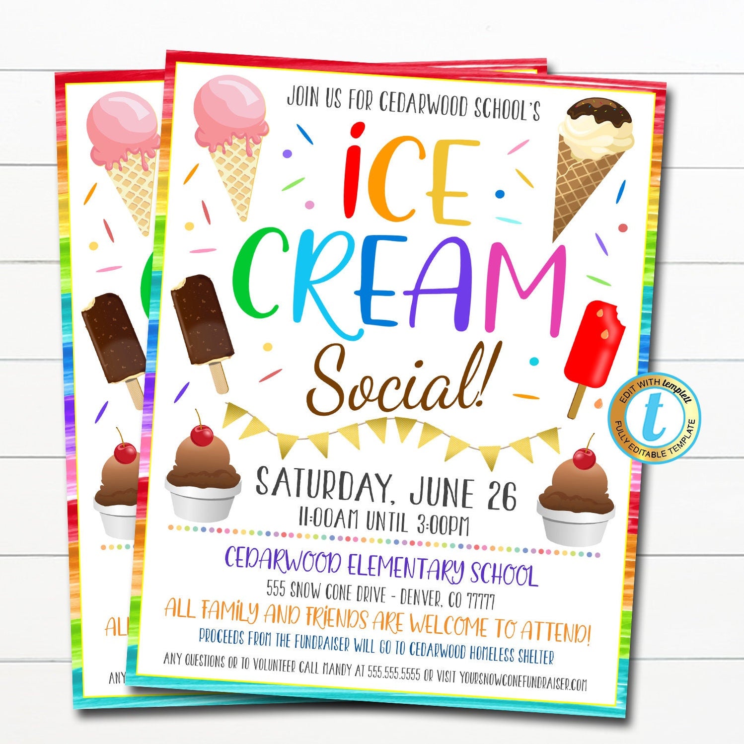 Ice Cream Social Flyer | Teacher Appreciation Week — TidyLady Printables