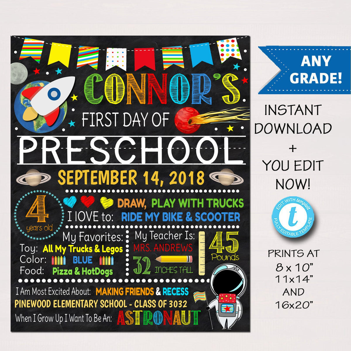 Back To School Outer Space Sign | TidyLady Printables