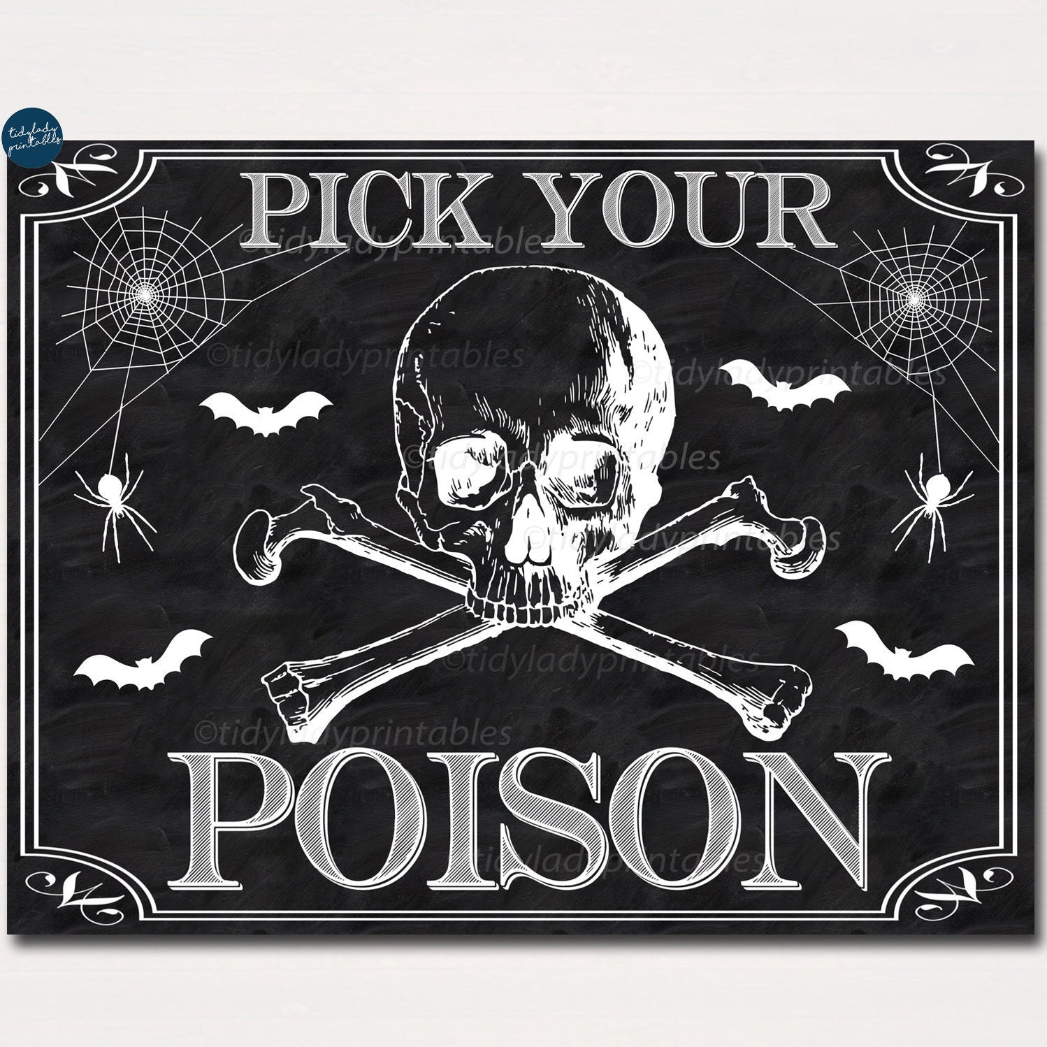 Halloween Drink Bar Sign, Pick Your Poison, Halloween Bar Decor ...