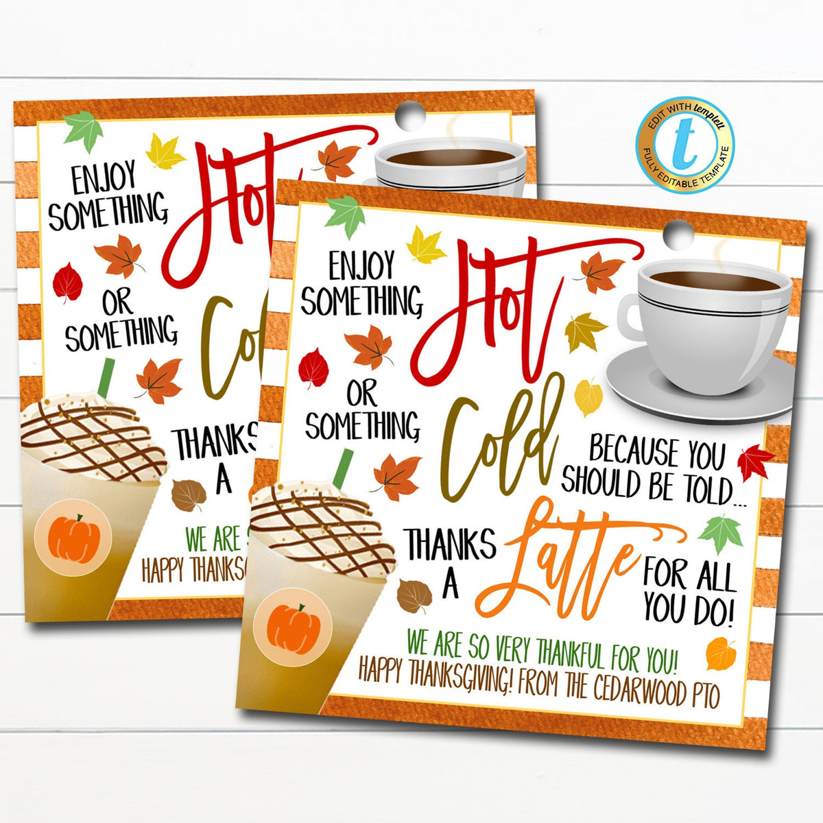 Thanks a Latte for all You Do Fall Appreciation Gift Tag — TidyLady ...