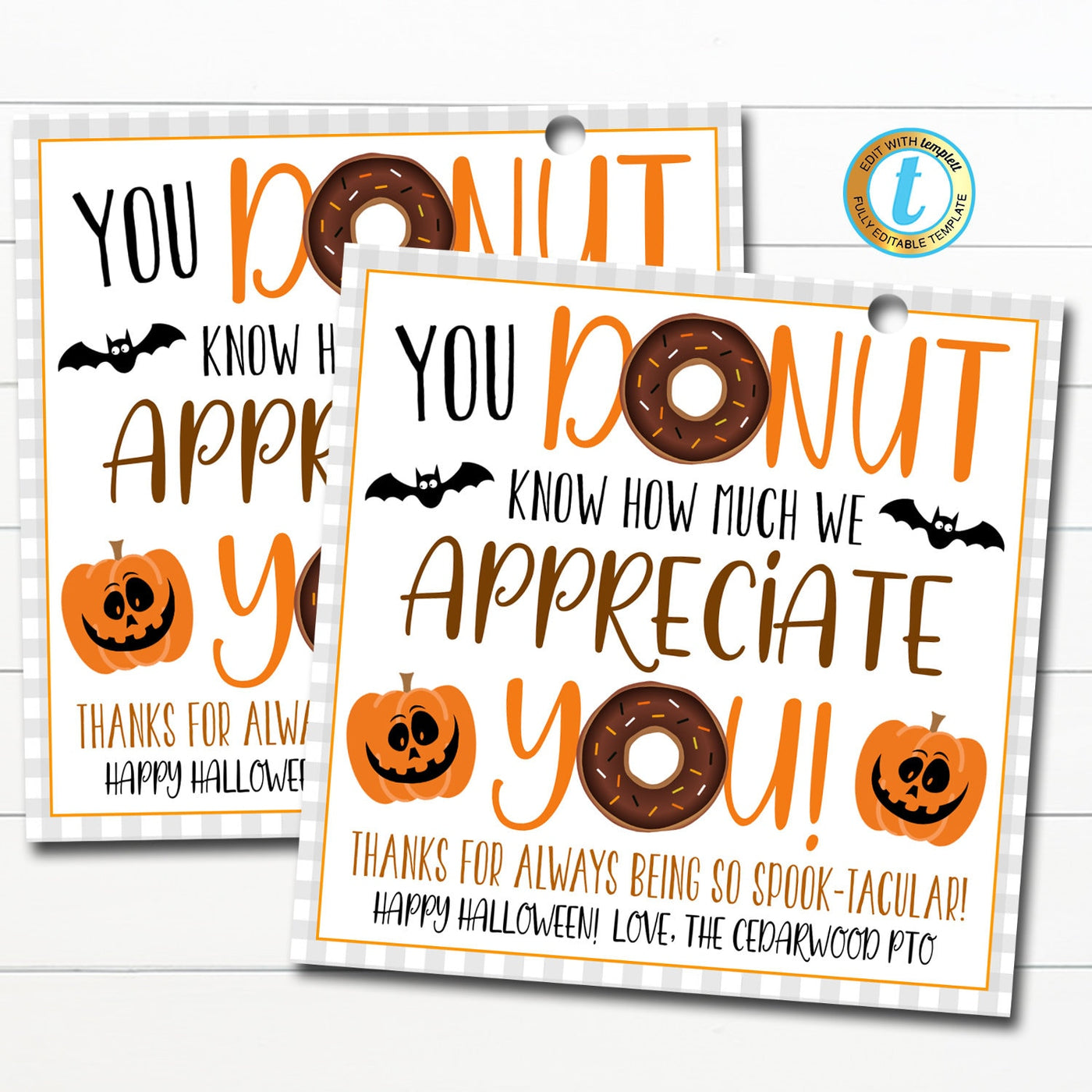 Halloween Donut Gift Tag | Teacher Employee Appreciation — TidyLady ...