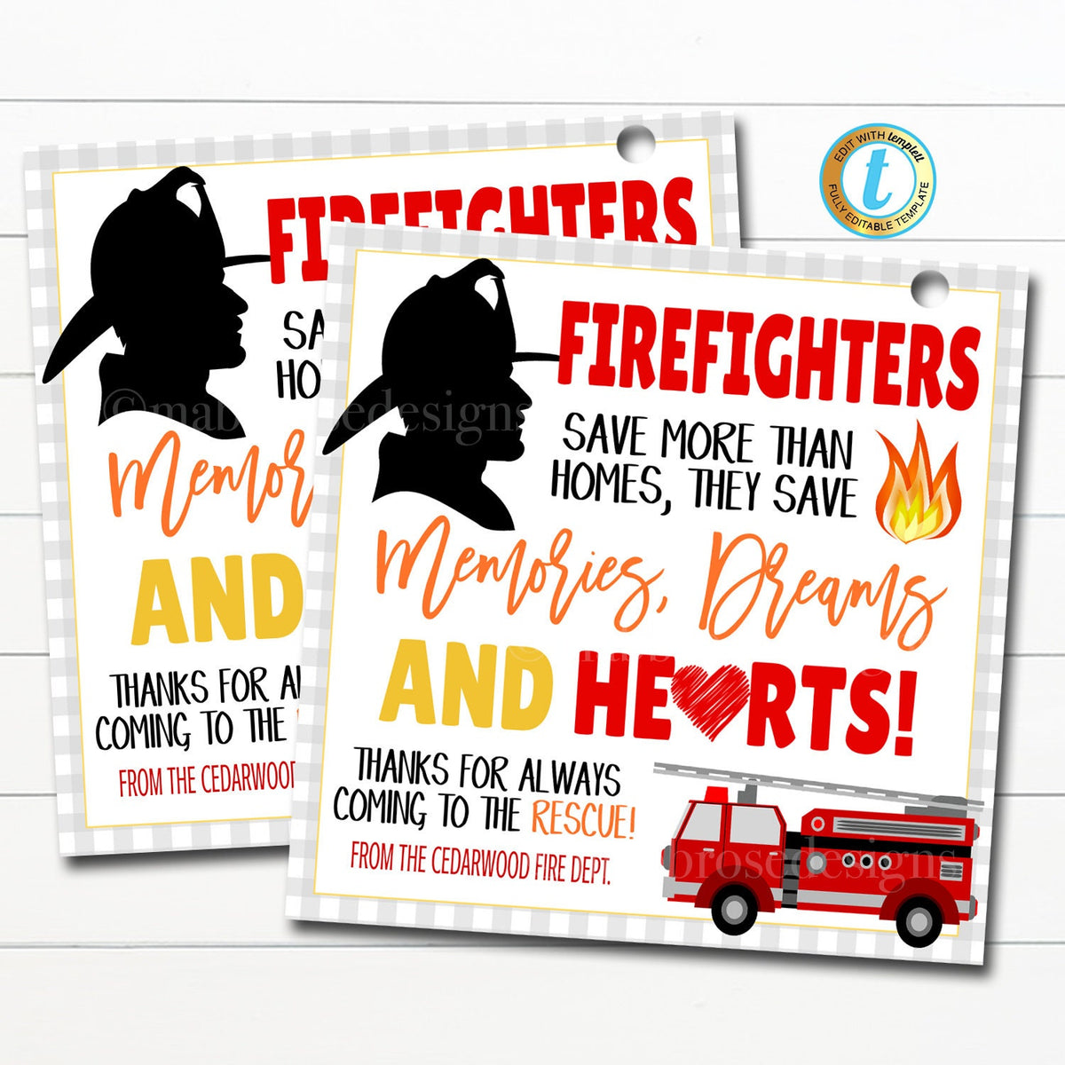 Firefighter Appreciation Gift Tag | TidyLady Printables