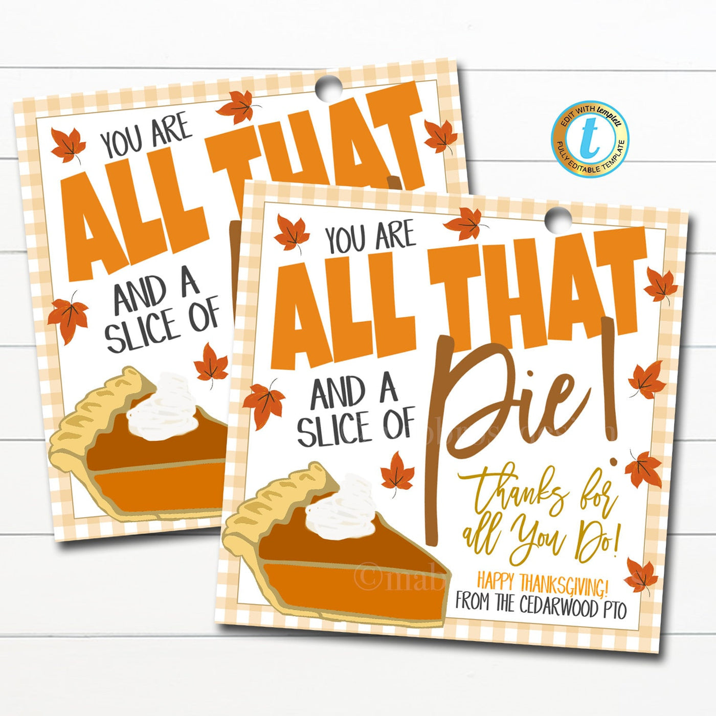 Thanksgiving Gift Tags | Grateful For You Pumpkin Pie Label — TidyLady ...