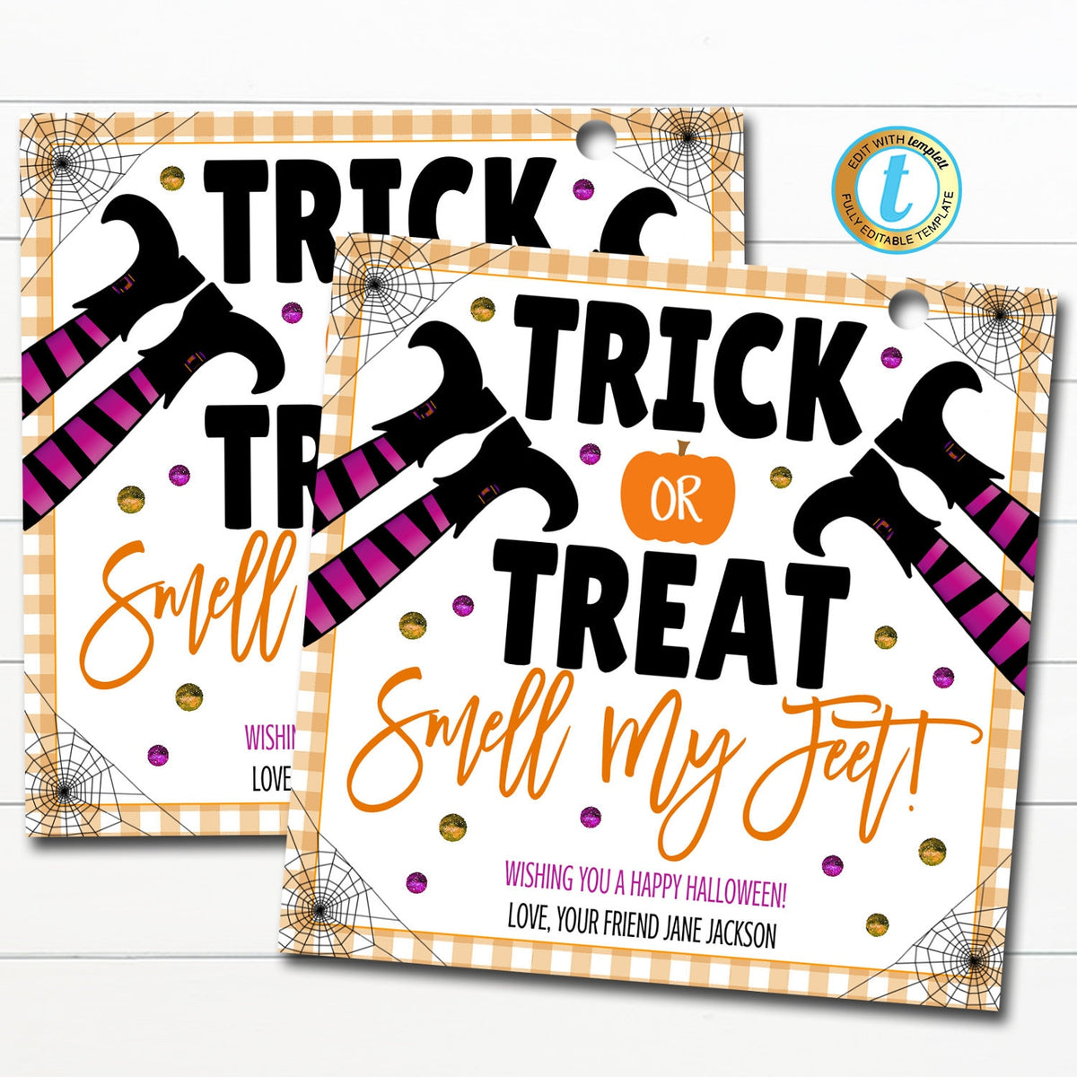 Halloween Gift Tags | Trick or Treat Smell My Feet — TidyLady Printables