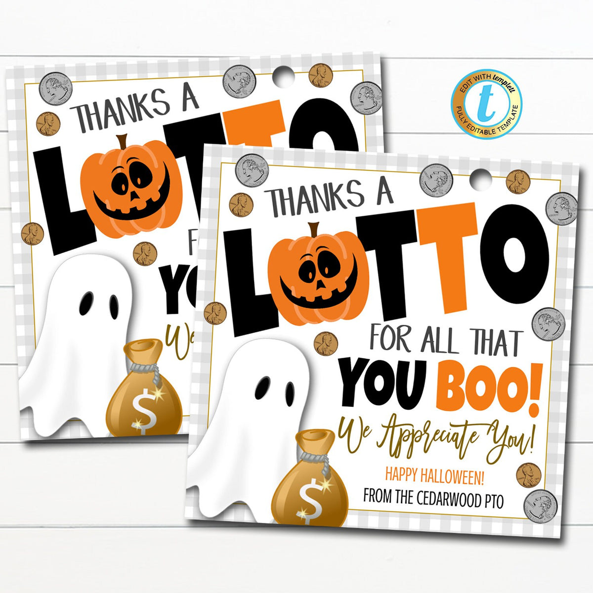 Halloween Lottery Gift Tag | Thanks a lotto for all that you BOO ...