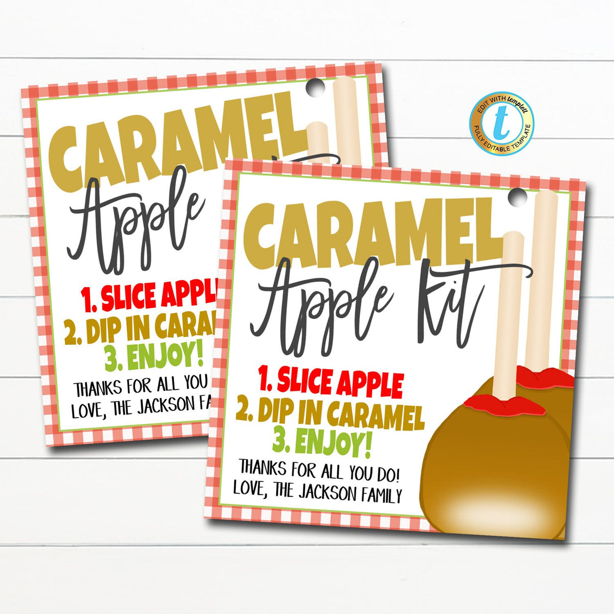 Caramel Apple Kit Gift Tags, Fall Candy Apple Treat Tag — TidyLady ...