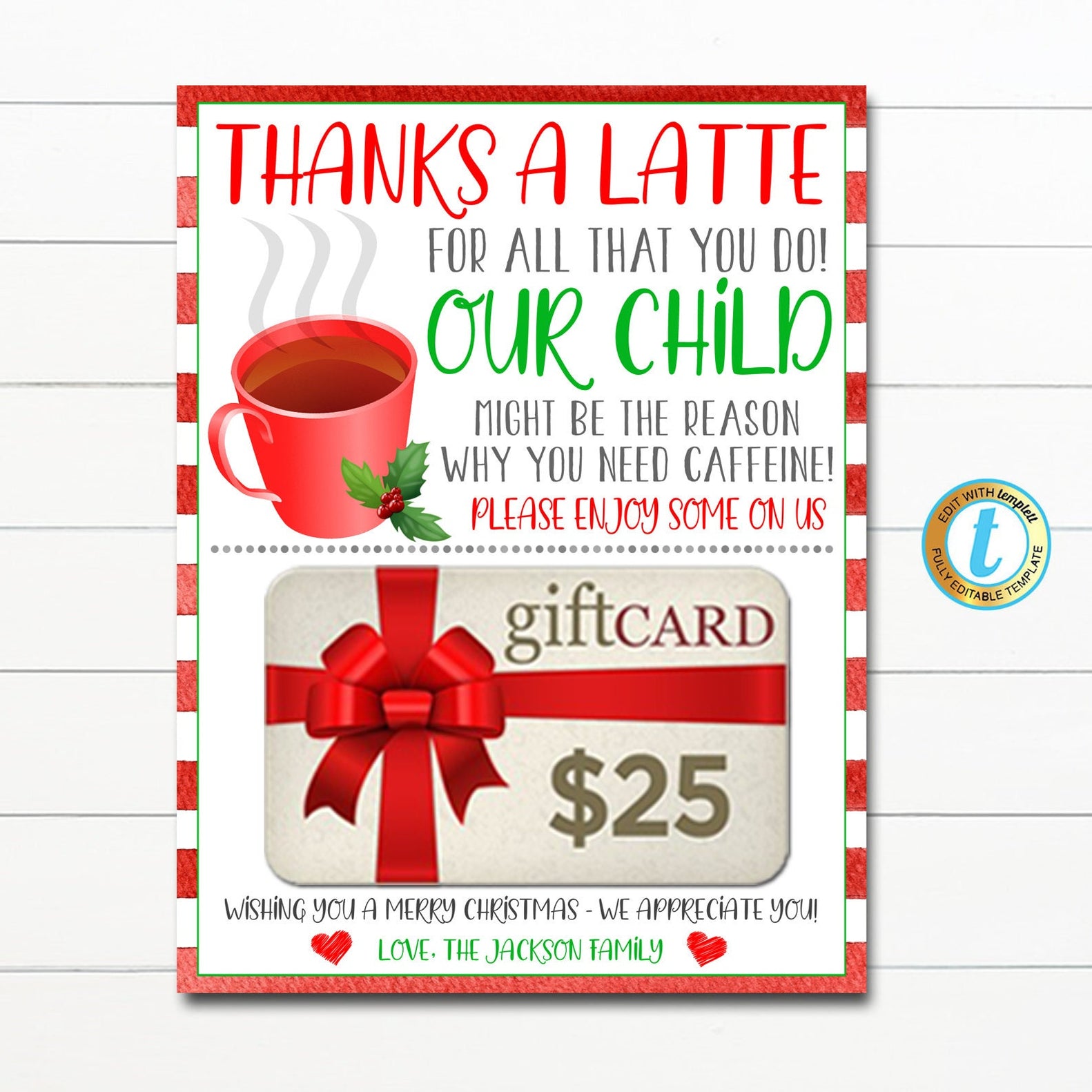 Christmas Coffee Gift Card Holder | TidyLady Printables