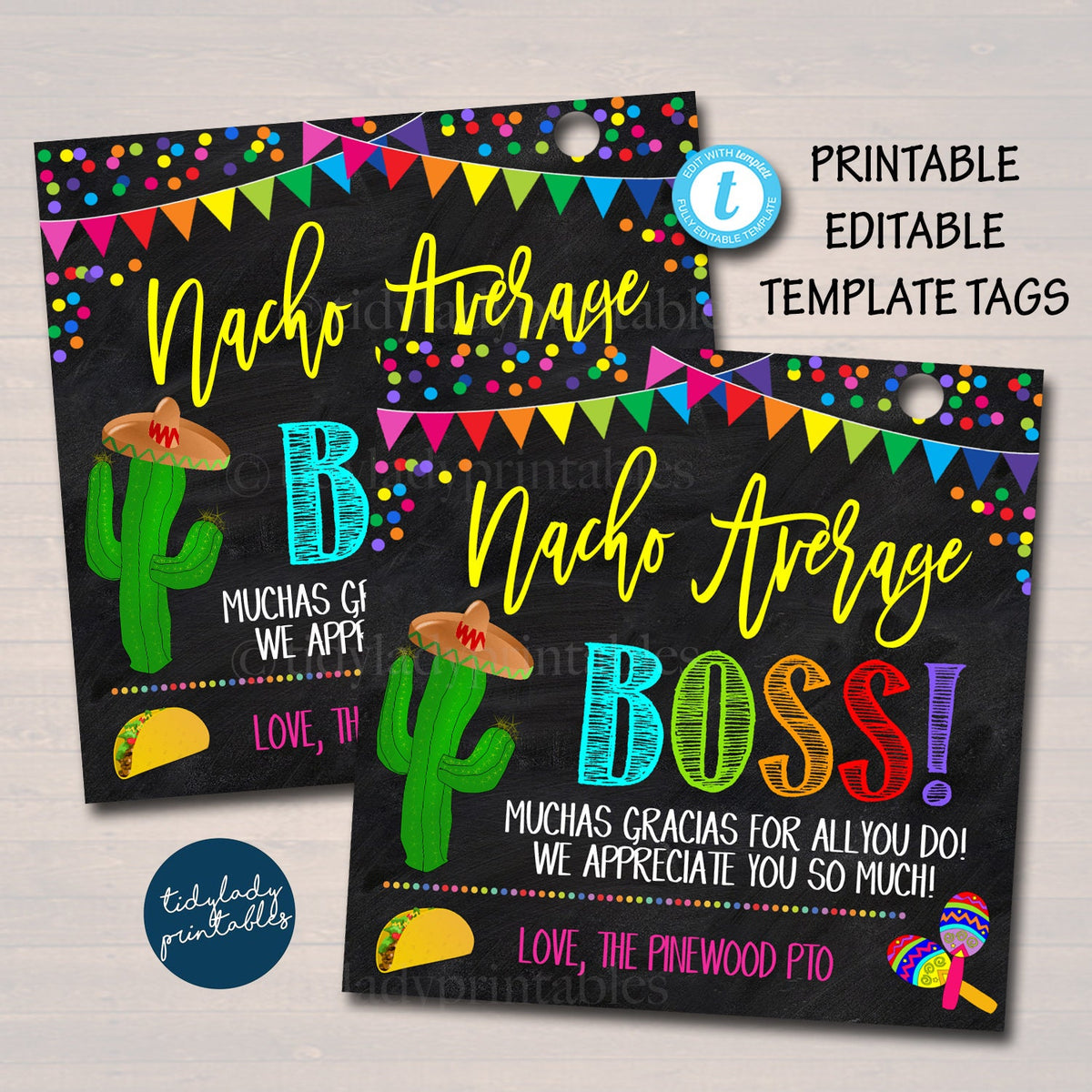 Nacho Average Boss Gift Tags | TidyLady Printables