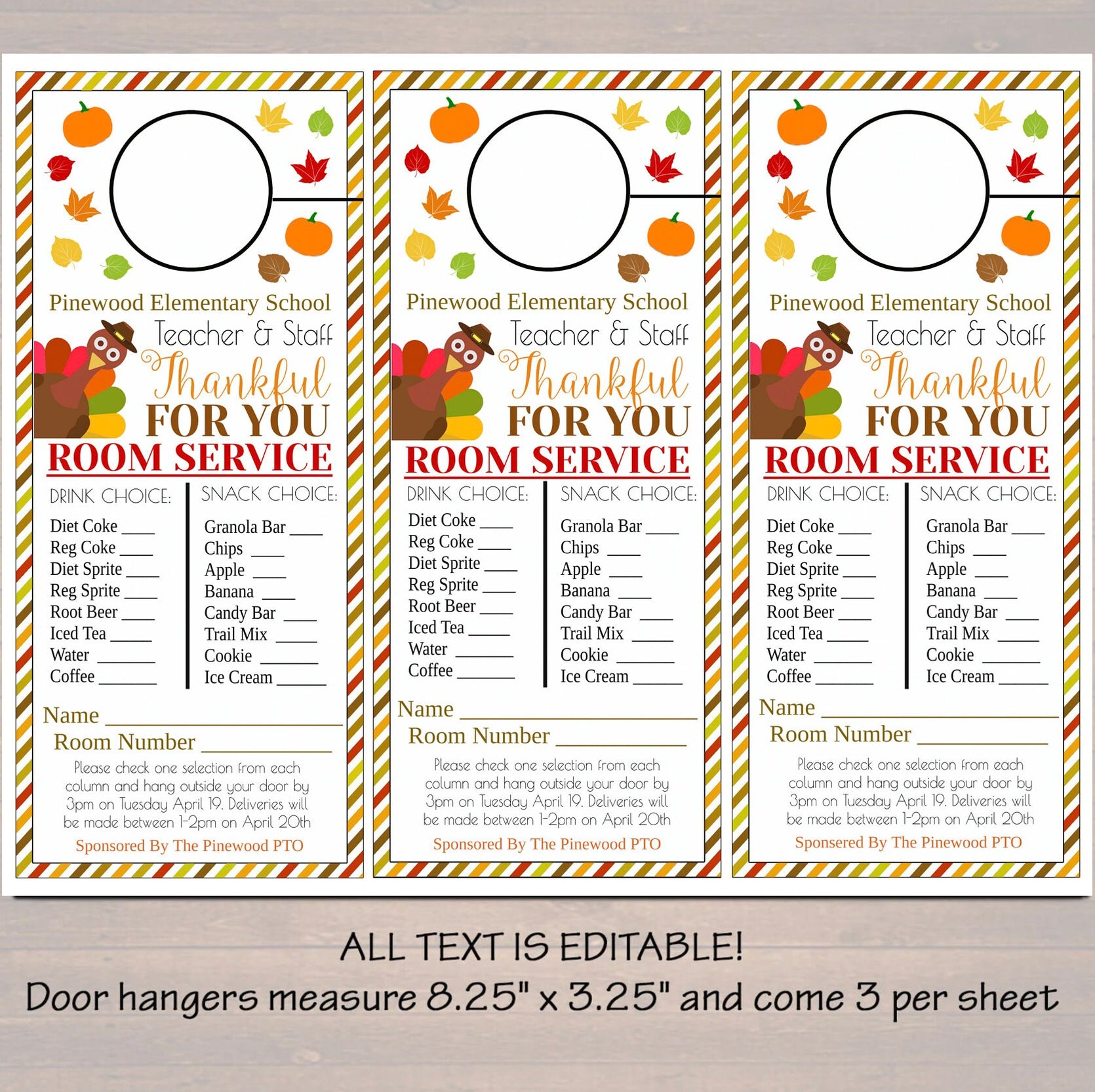 Thanksgiving Room Service Door Hanger | TidyLady Printables