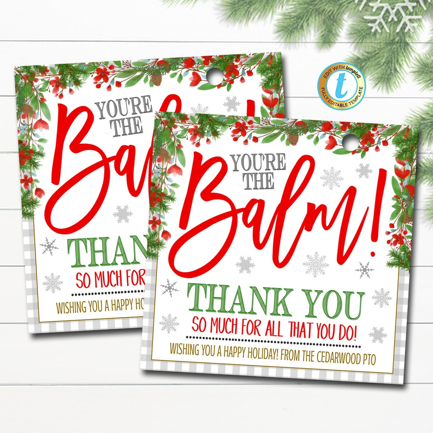 Christmas Appreciation Gift Tag | You're the Balm — TidyLady Printables
