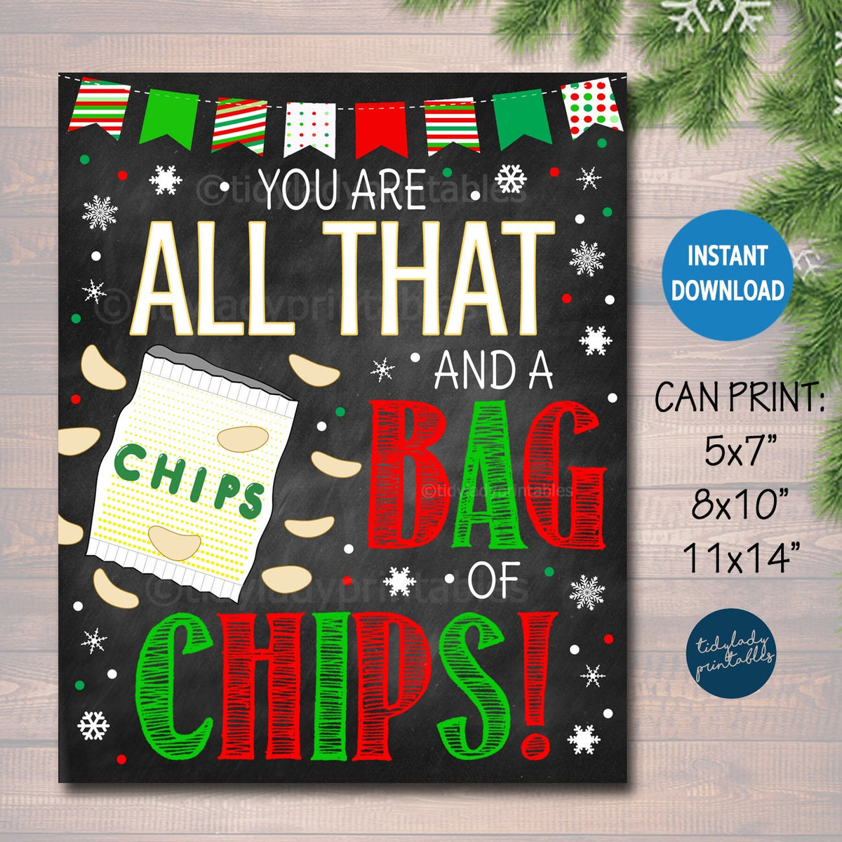 Christmas Chips Sign, Holiday Party Table Decor, Christmas Sign ...