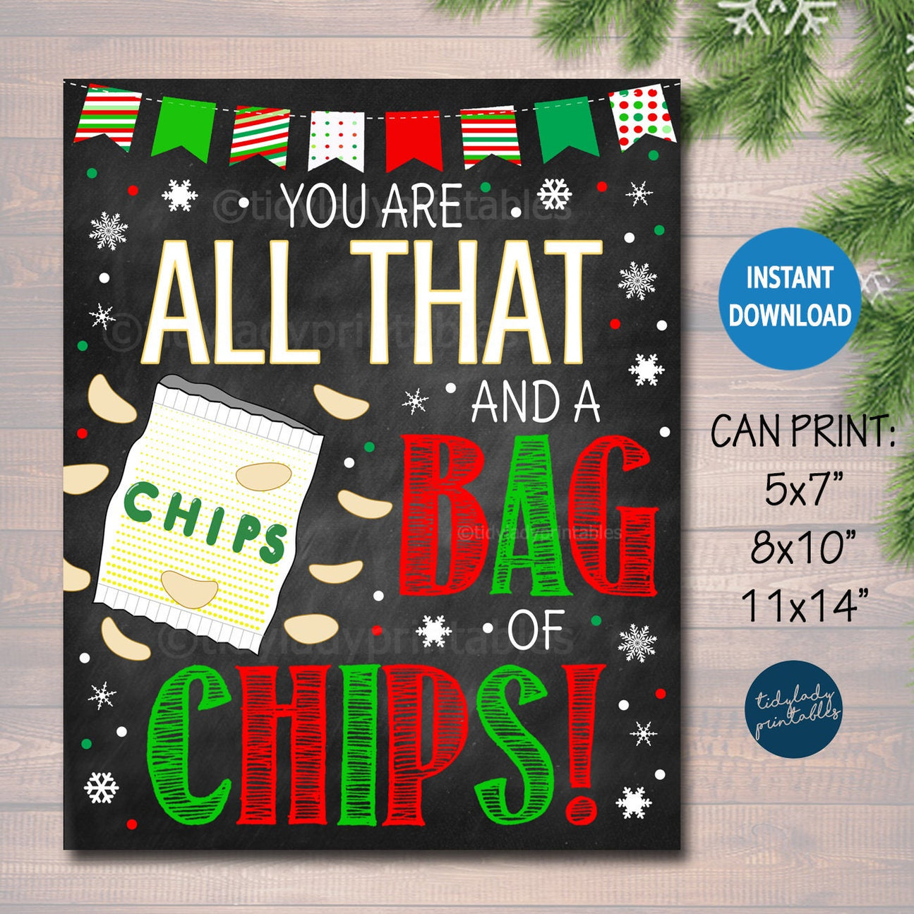 Christmas Chips Sign, Holiday Party Table Decor, Christmas Sign ...