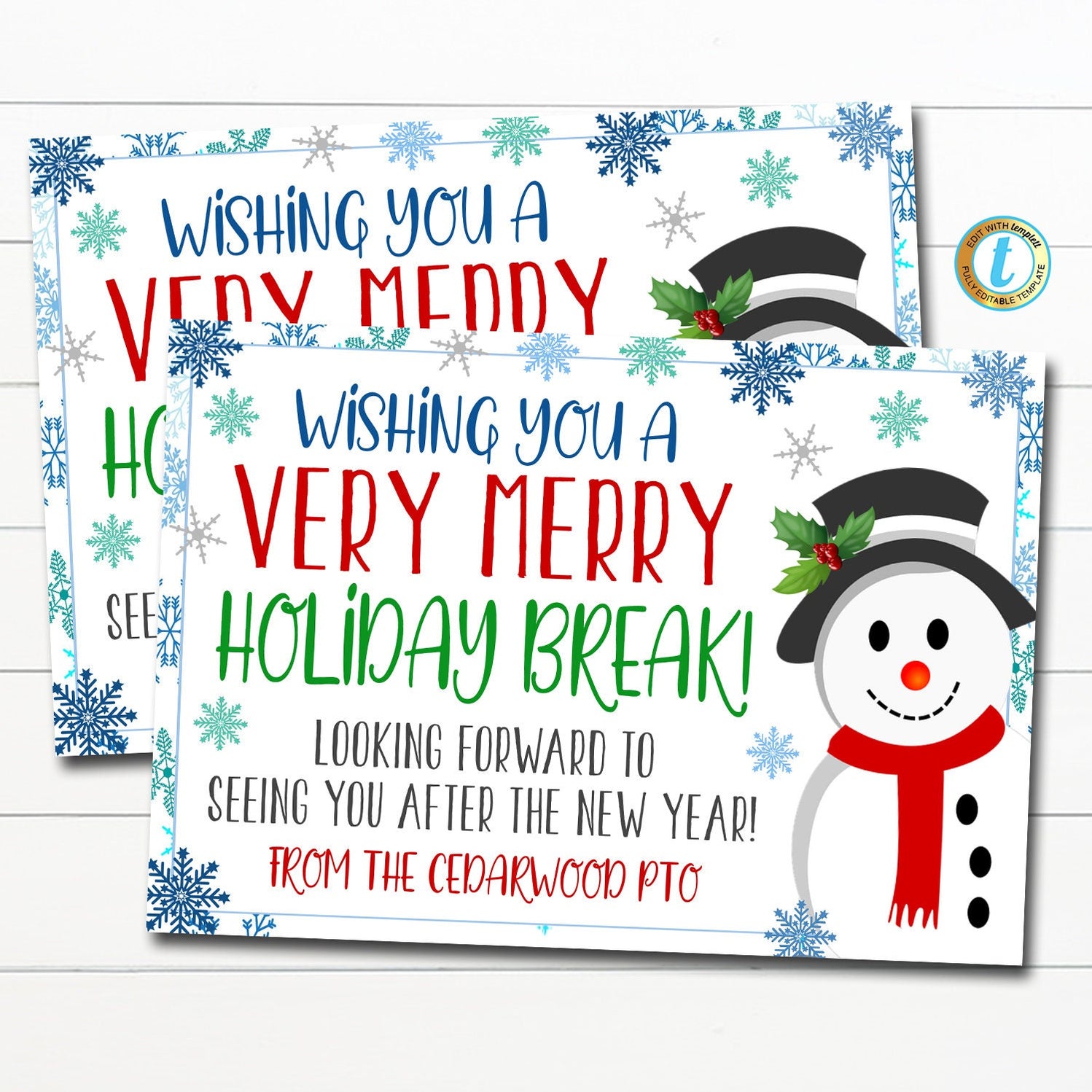 Christmas Teacher Postcard to Students Printable — TidyLady Printables