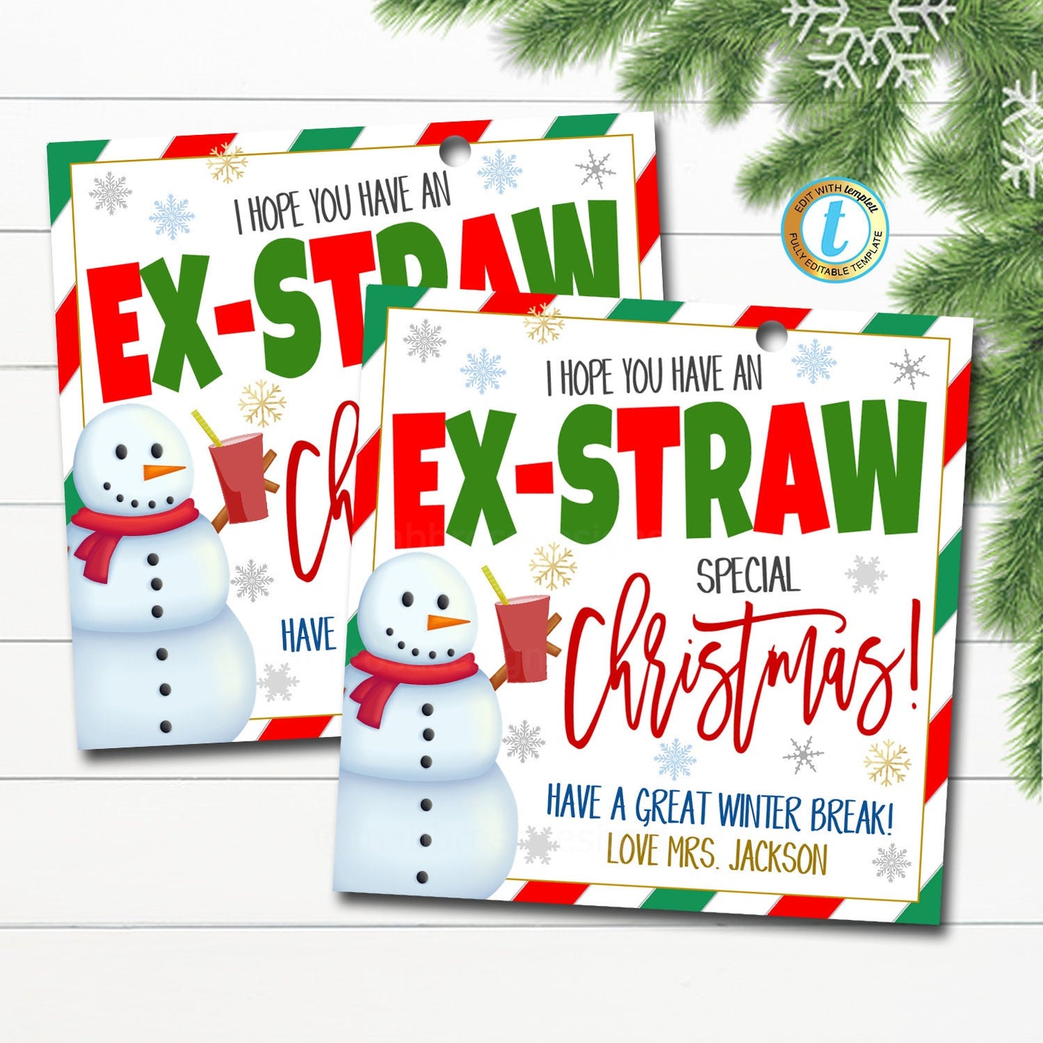 Christmas Straw Gift Tags | TidyLady Printables