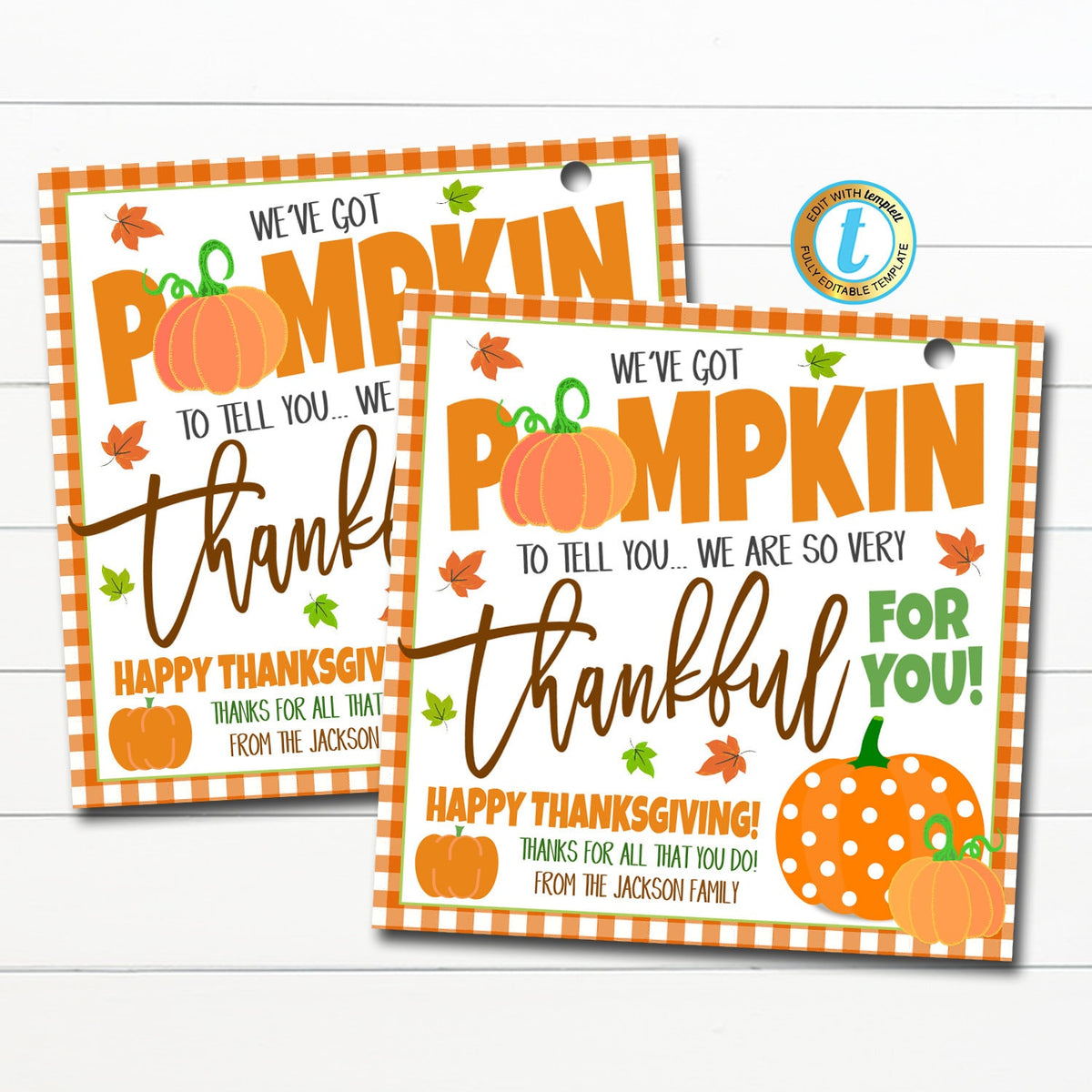 Pumpkin Thank You Gift Tags | Teacher Staff Appredciation — TidyLady ...