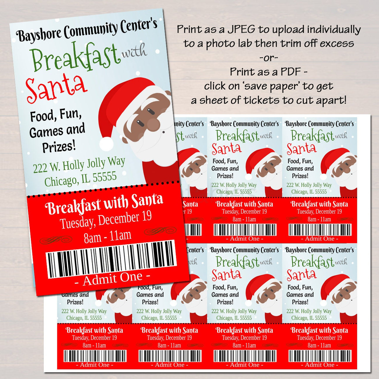 Breakfast with Santa Flyer & ticket Set | TidyLady Printables
