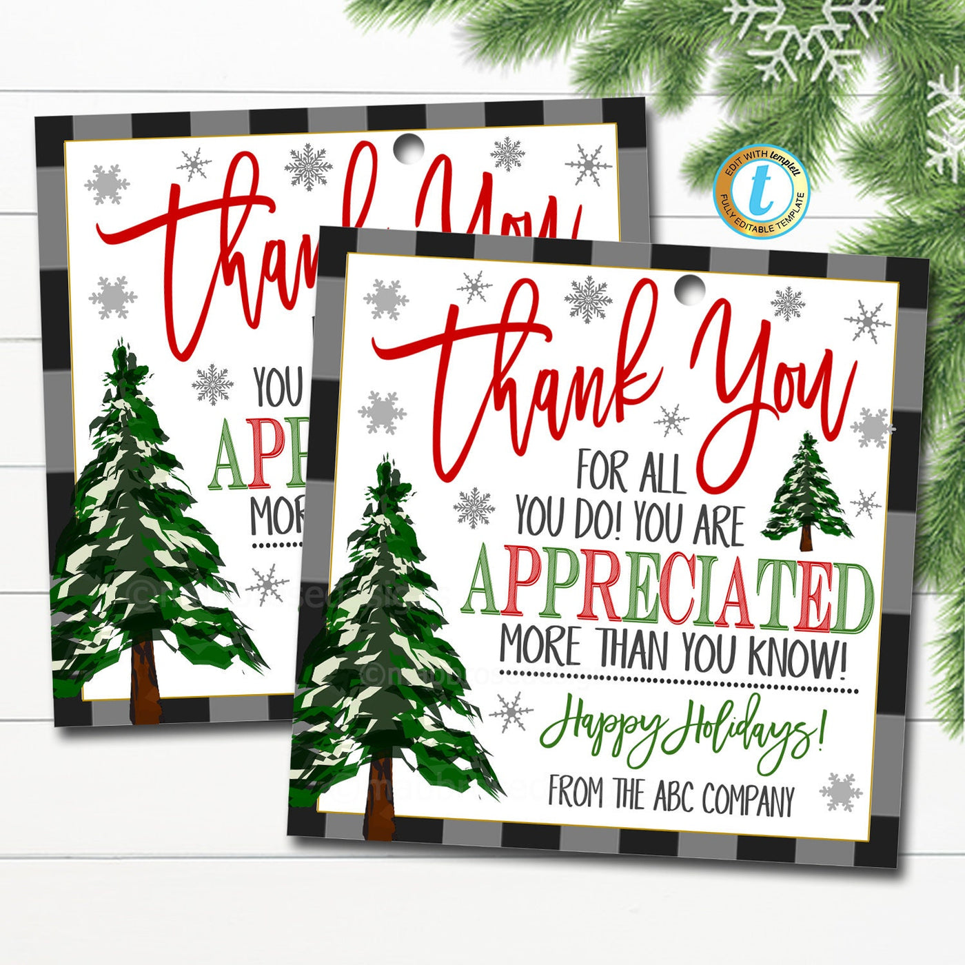 Christmas Appreciation Thank You Gift Tags | TidyLady Printables
