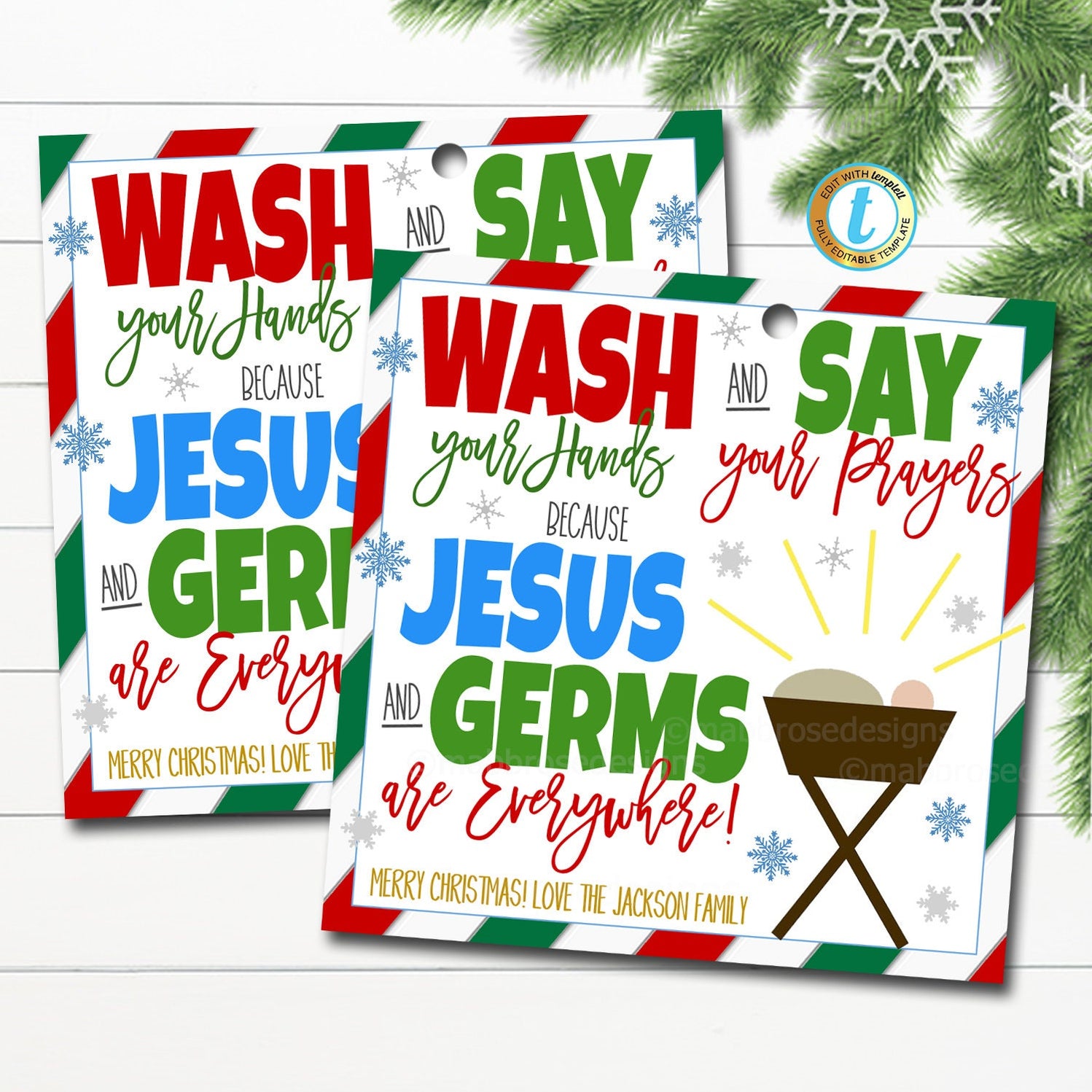 Holiday Religious Gift Tag | Wash Your Hands Say Your Prayer — TidyLady ...