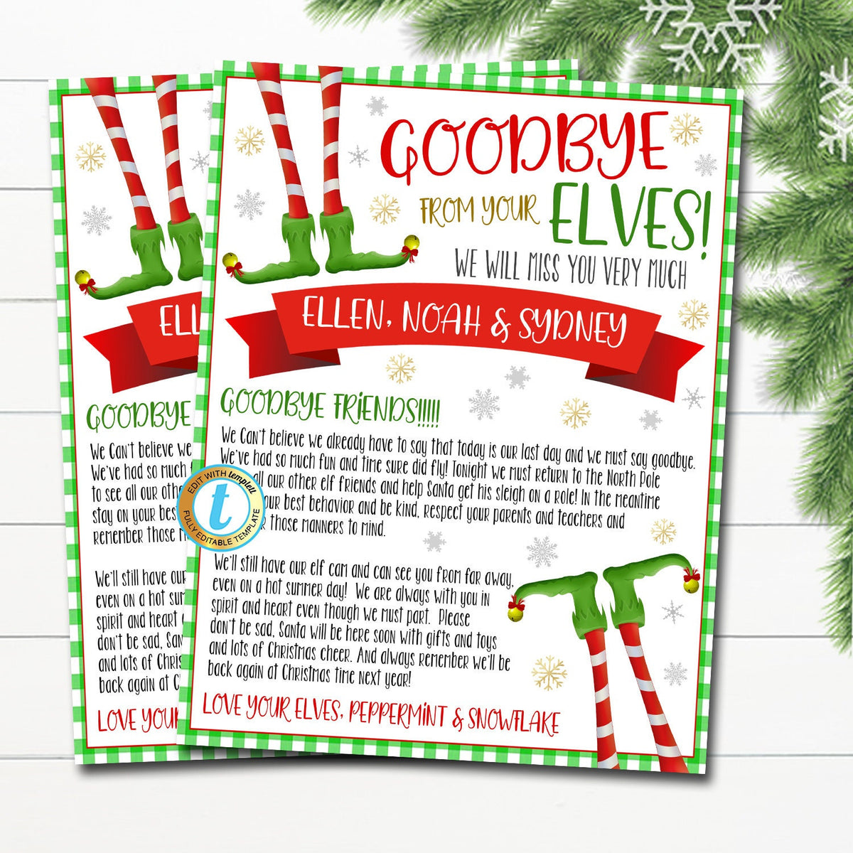 Kids Christmas Elf Goodbye Letter Printable Template — TidyLady Printables