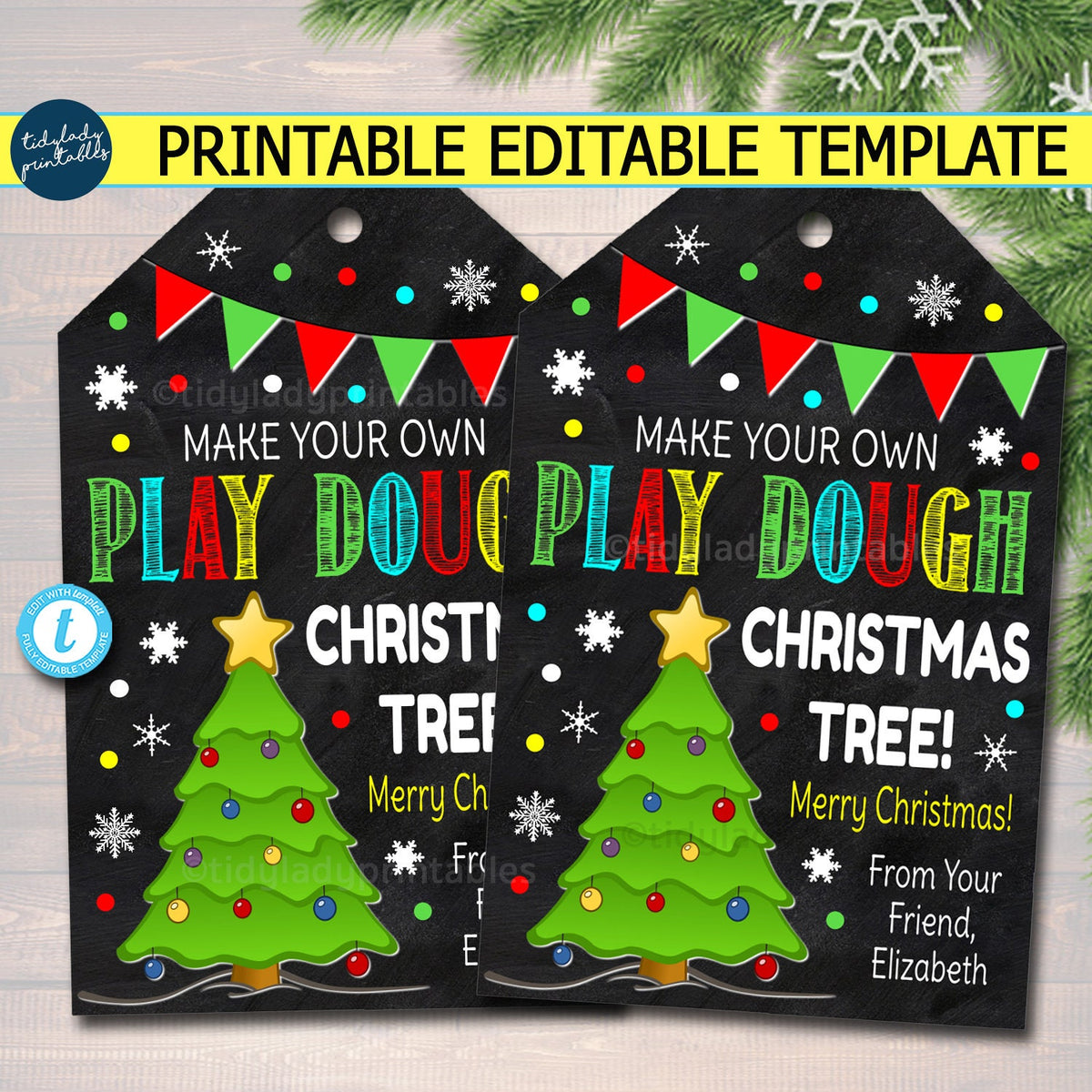 Make Your Own Play Dough Christmas Tree Gift Tags — TidyLady Printables