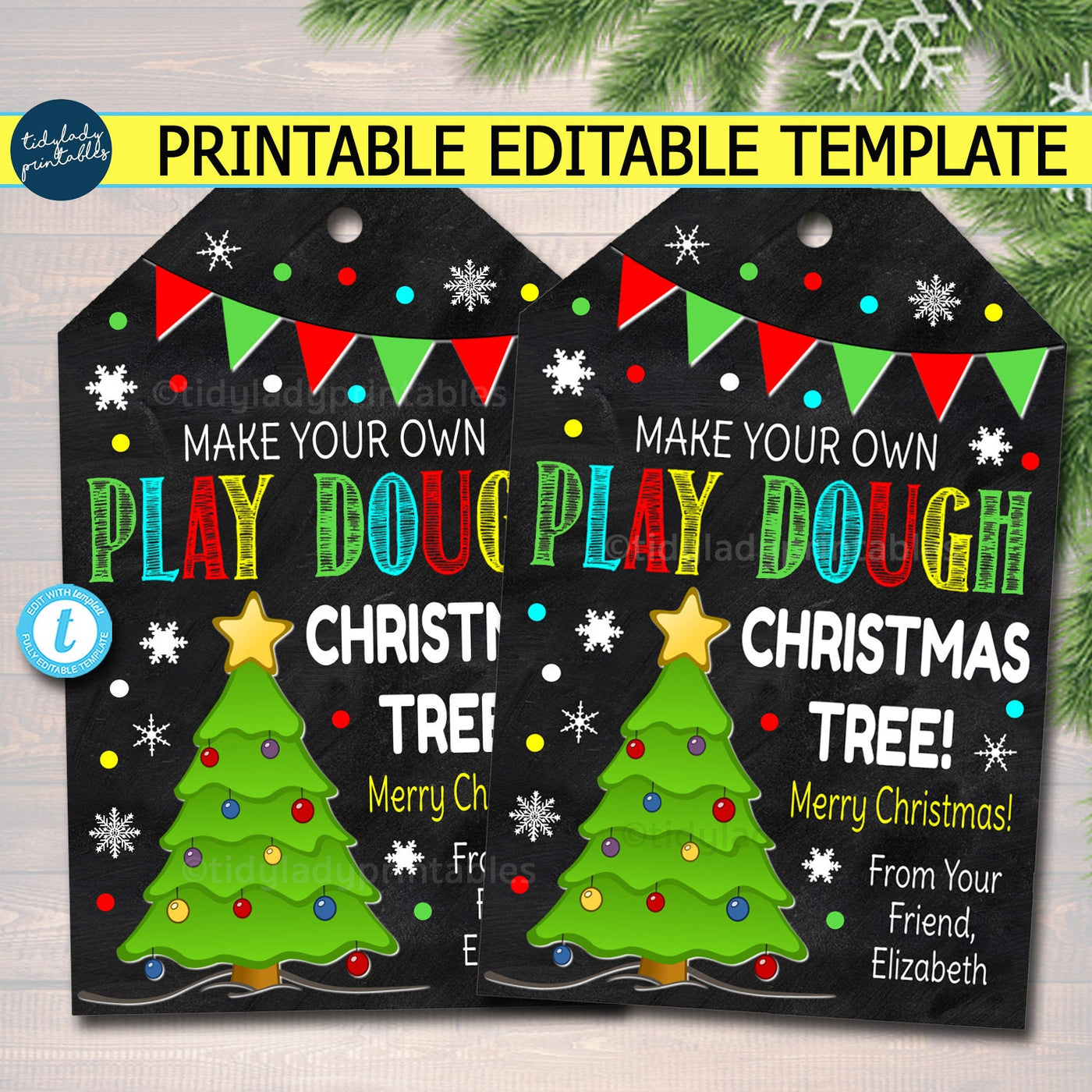 Make Your Own Play Dough Christmas Tree Gift Tags — TidyLady Printables