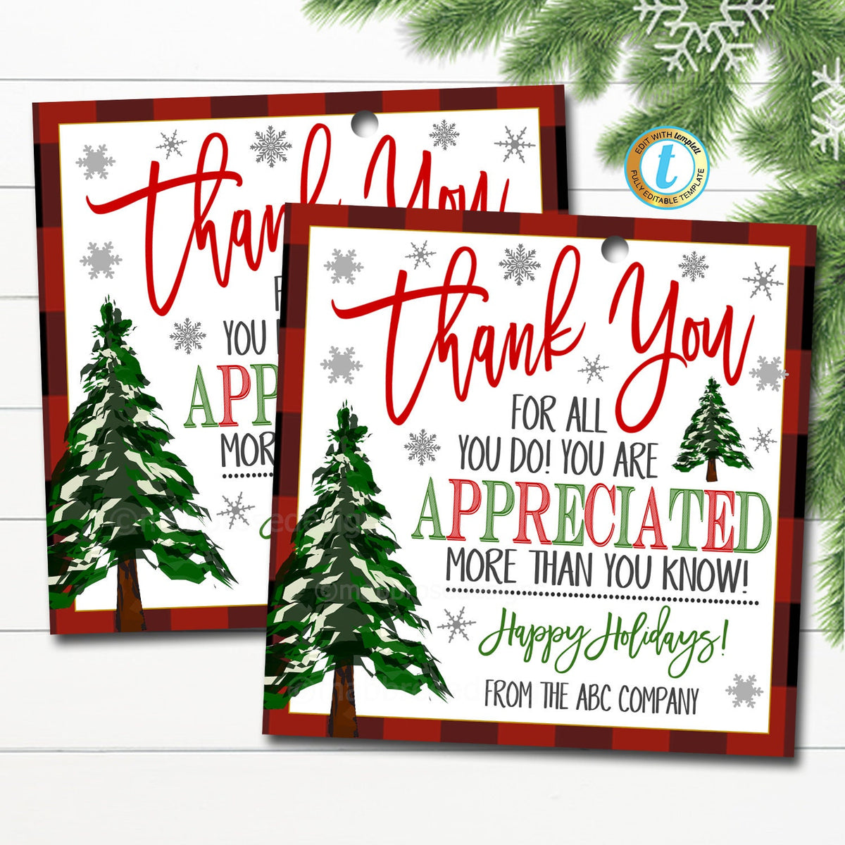 Holiday Appreciation Thank You Gift Tag | TidyLady Printables