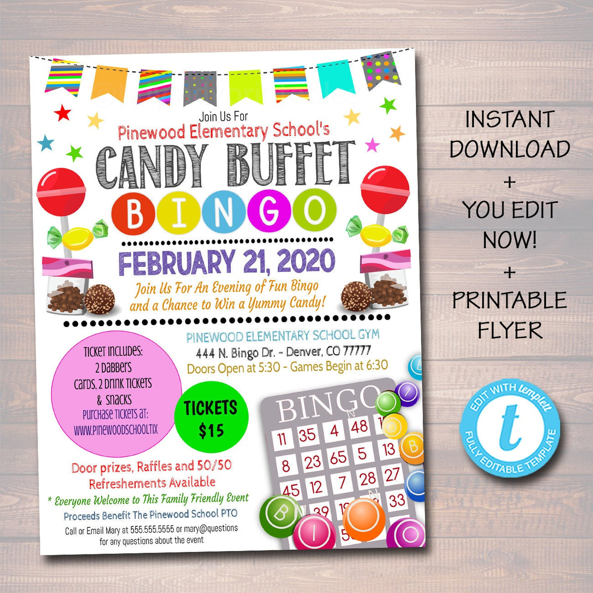 Candy Bingo Night Flyer | TidyLady Printables