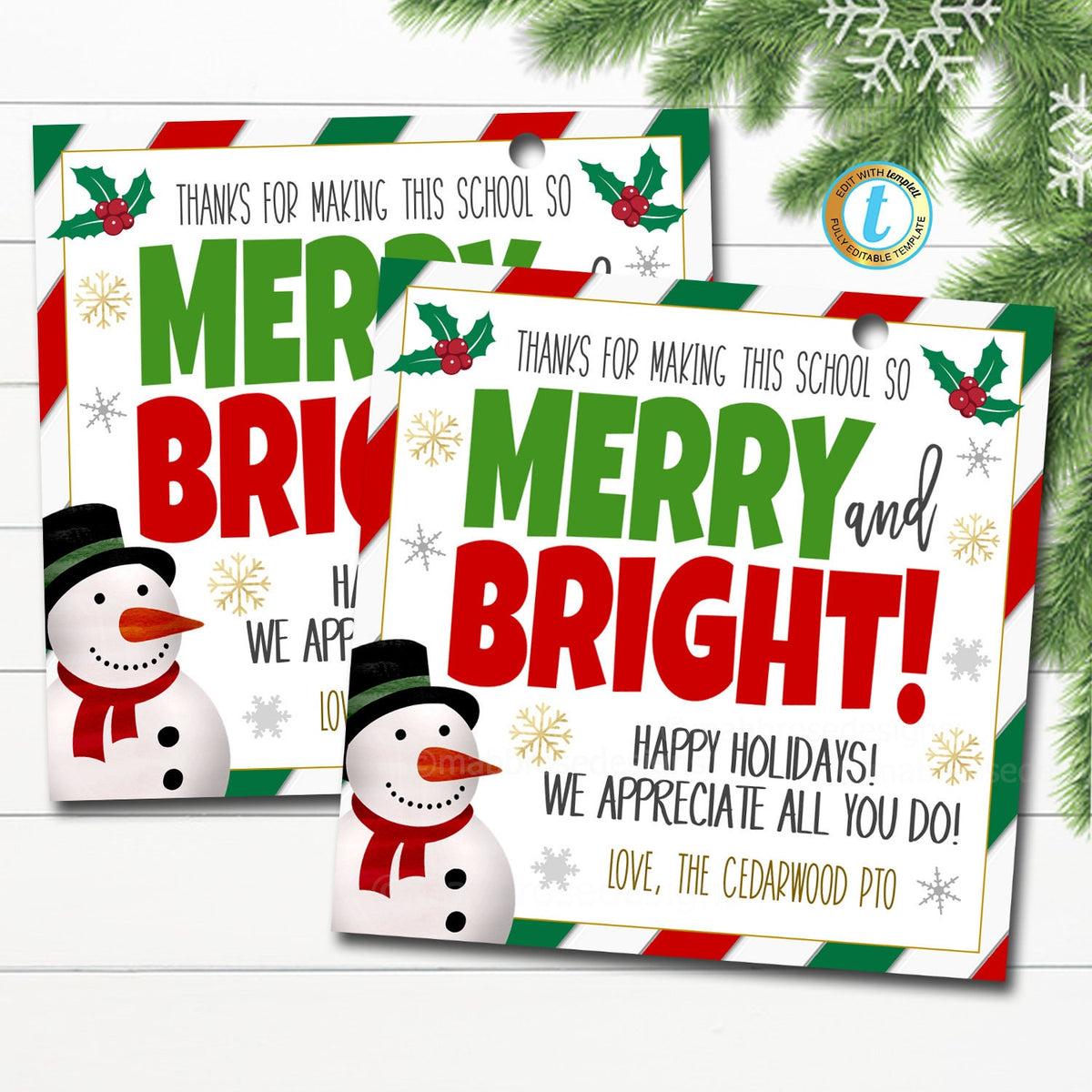 Christmas Gift Tag | Thanks for Making this School Merry — TidyLady ...