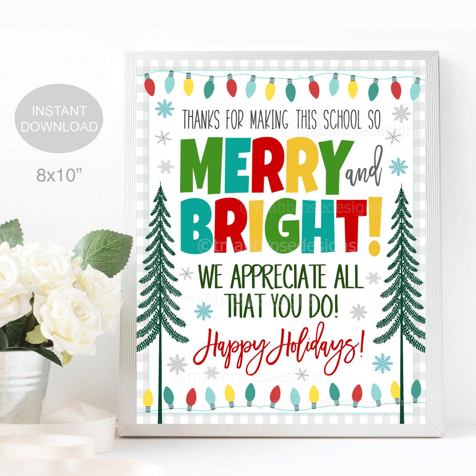 Christmas Appreciation Sign, Employee Teacher Thank You Decor ...