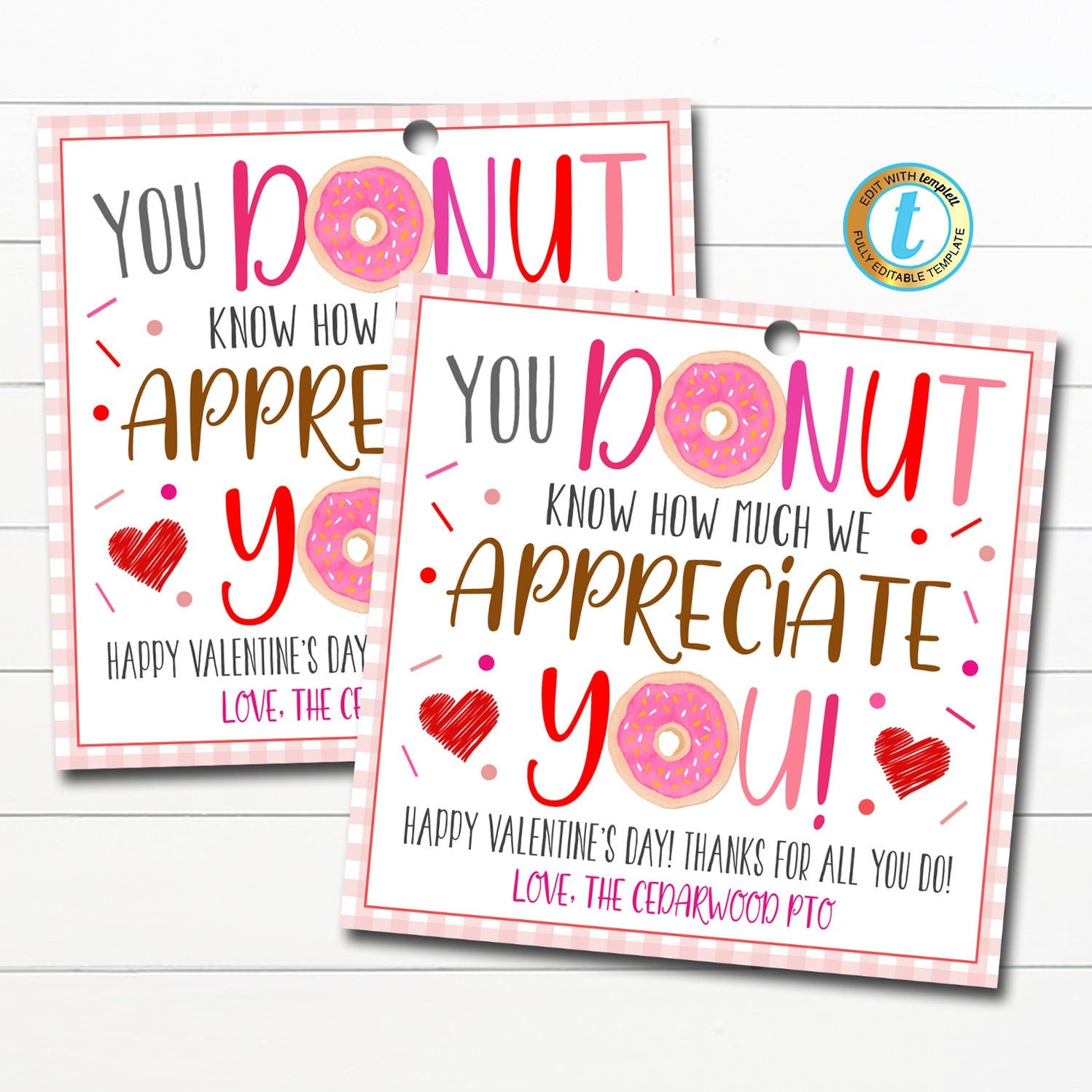 Valentine Donut Gift Tag | Teacher Nurse Employee Appreciation ...