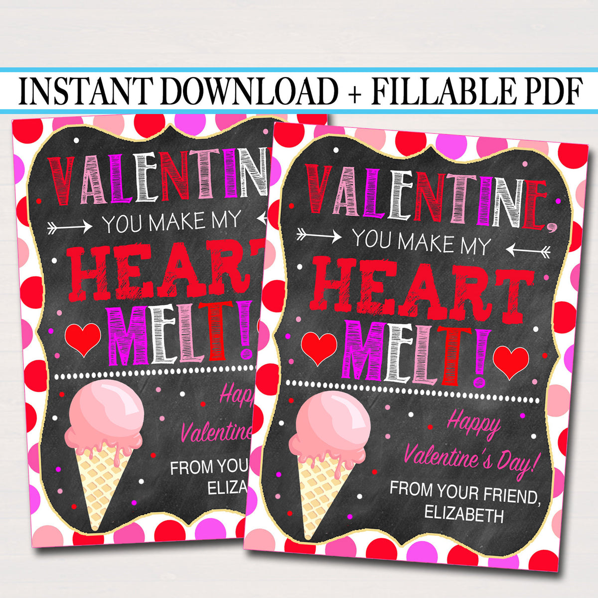 Ice Cream Valentine's Day Gift Tags | TidyLady Printables