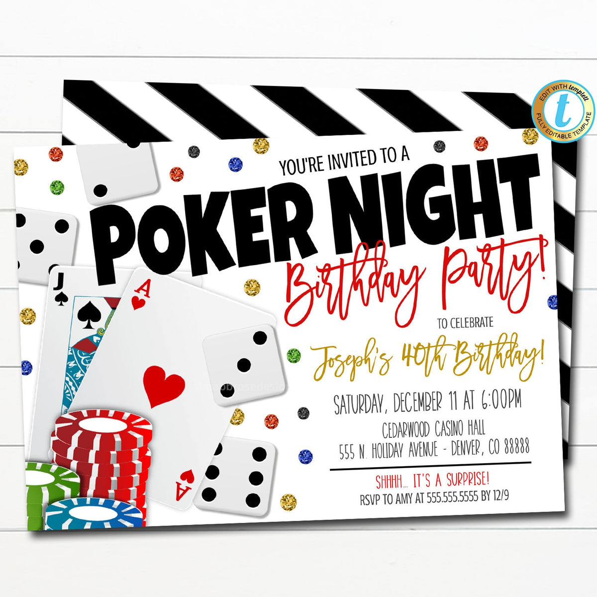 Poker Night Party Invitation | TidyLady Printables