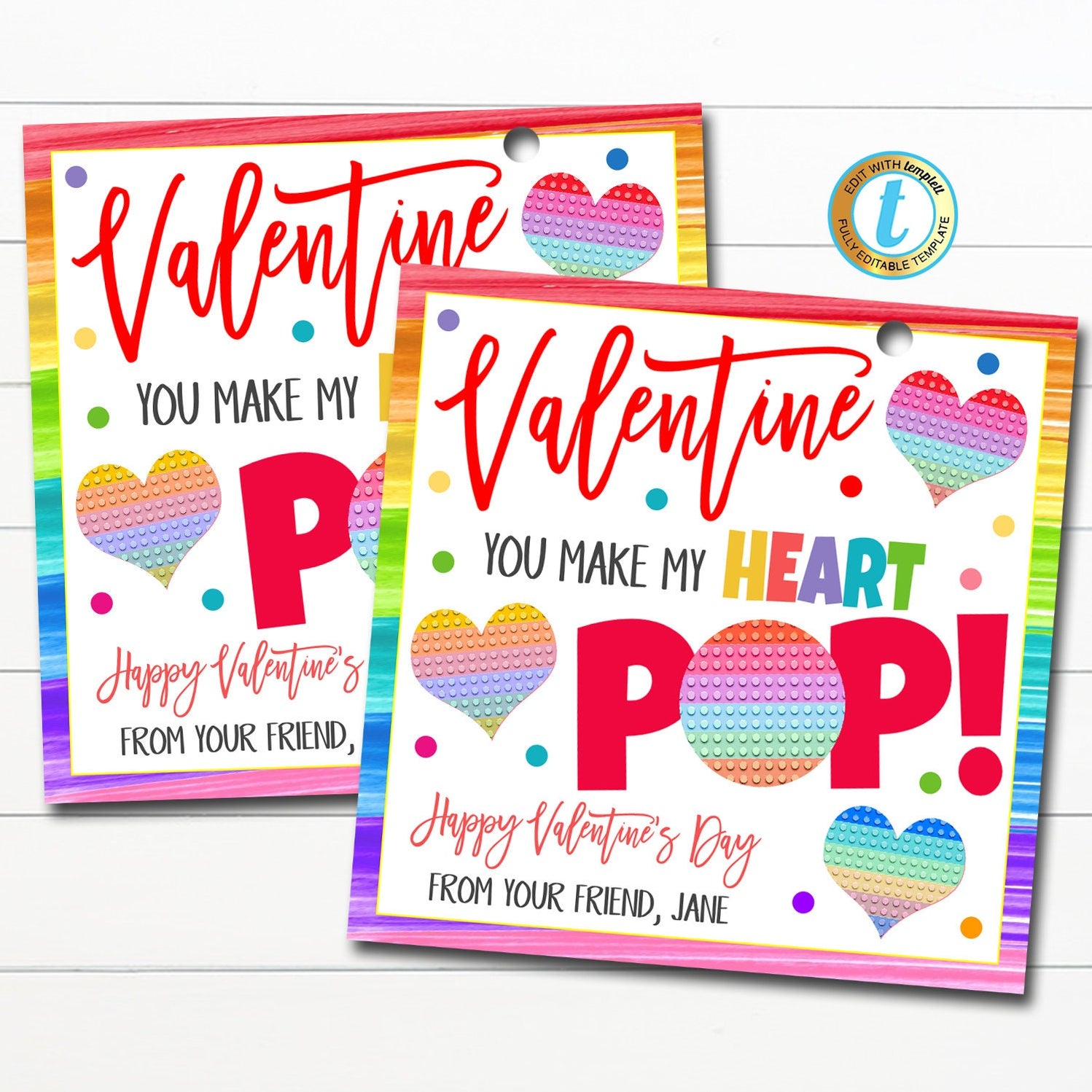 Valentine Pop It Gift Tags | Pop-It Gift Labels — TidyLady Printables