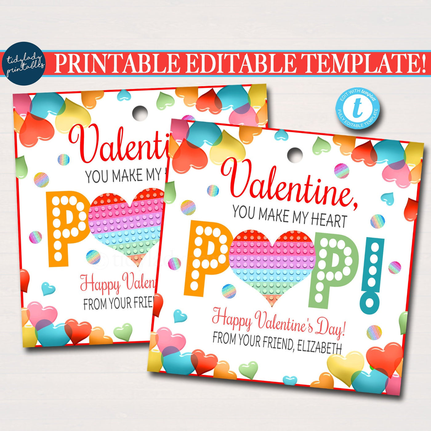 Valentine Pop It Gift Tags | Pop-It Gift Labels — TidyLady Printables