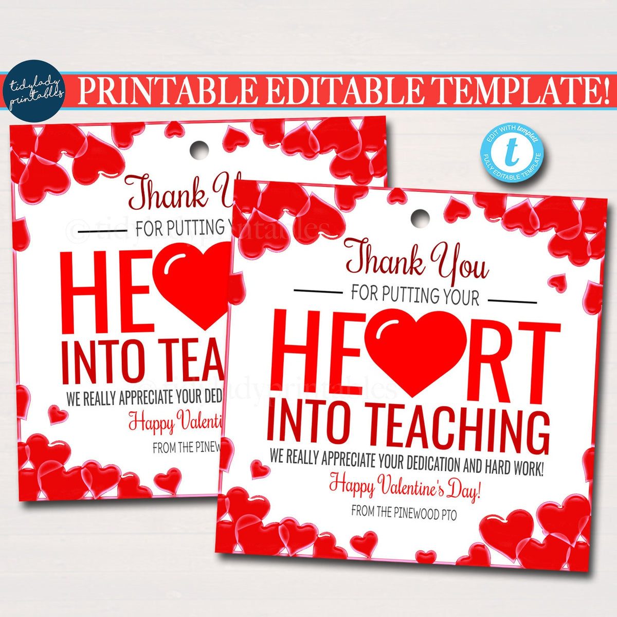 Teacher Valentine's Day Thank You Gift Tags | Heart Into Teaching ...