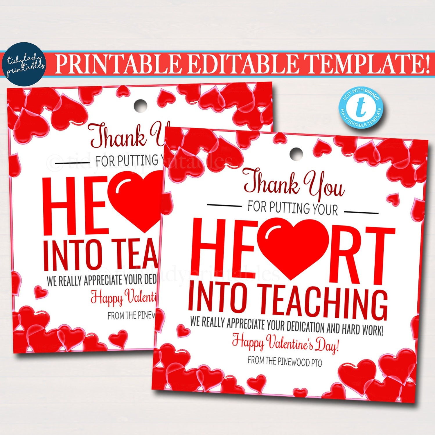 Teacher Valentine's Day Thank You Gift Tags | Heart Into Teaching ...