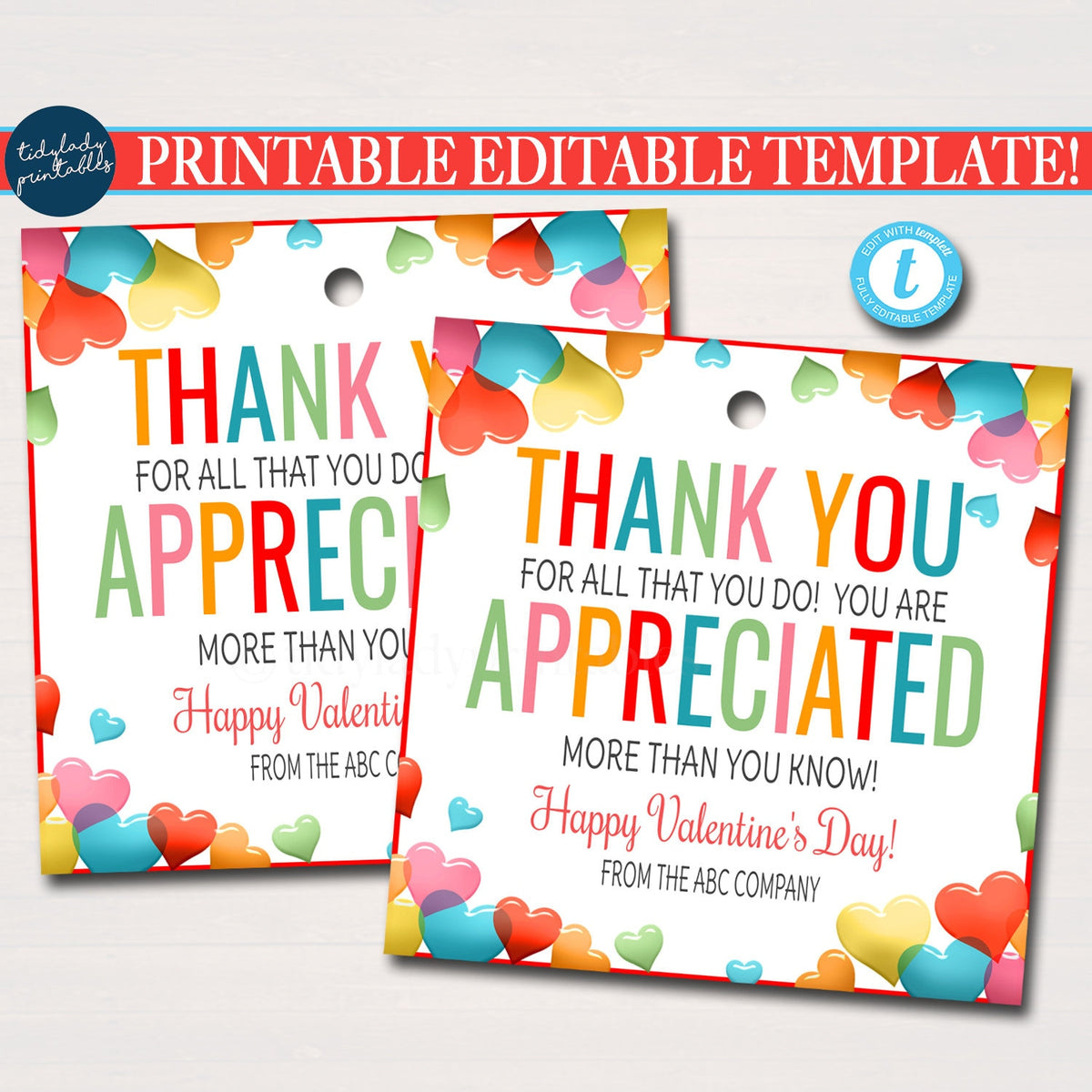 Valentine's Day Thank You Gift Tags | TidyLady Printables
