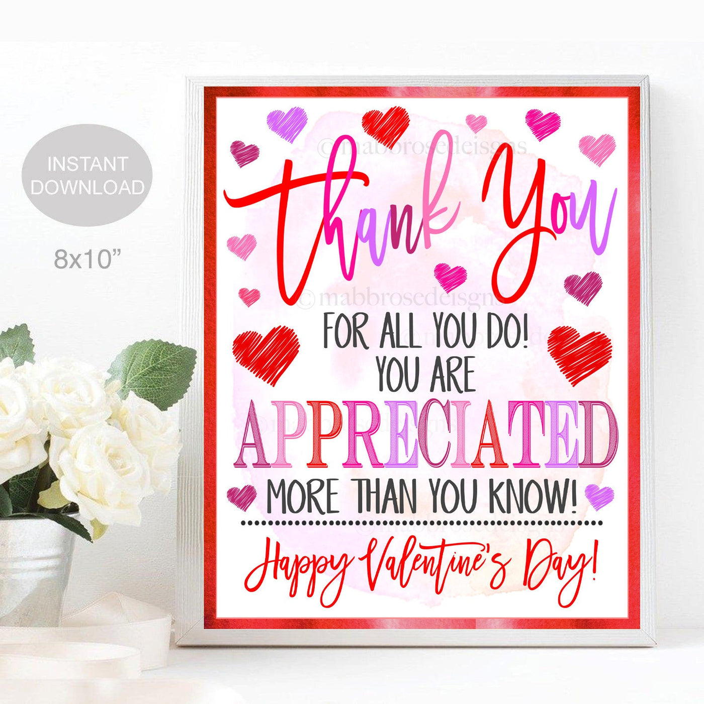 Valentine's Day Thank You Appreciation Sign — TidyLady Printables
