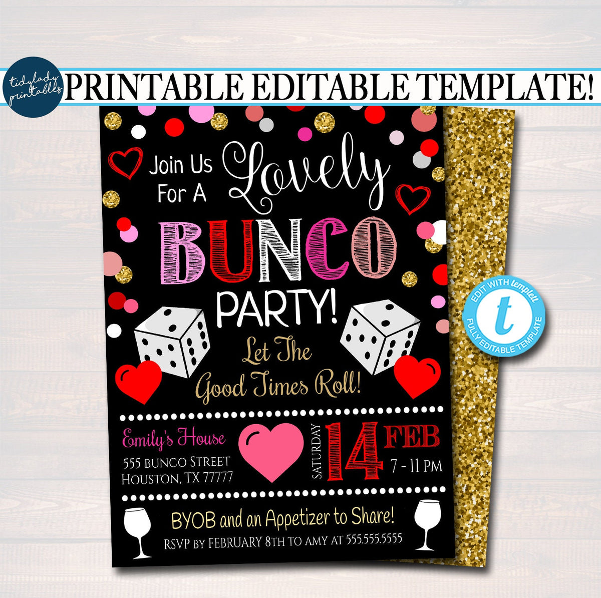 Valentine's Day Bunco Party Invitation | TidyLady Printables