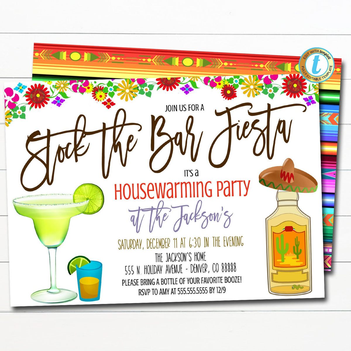 Stock the Bar Fiesta Housewarming Party Invitation — TidyLady Printables