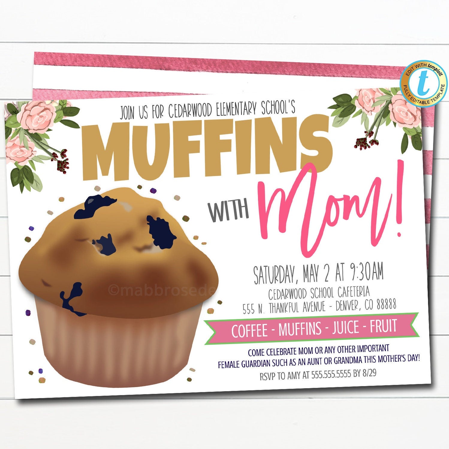 Muffins with Mom Invitation | TidyLady Printables