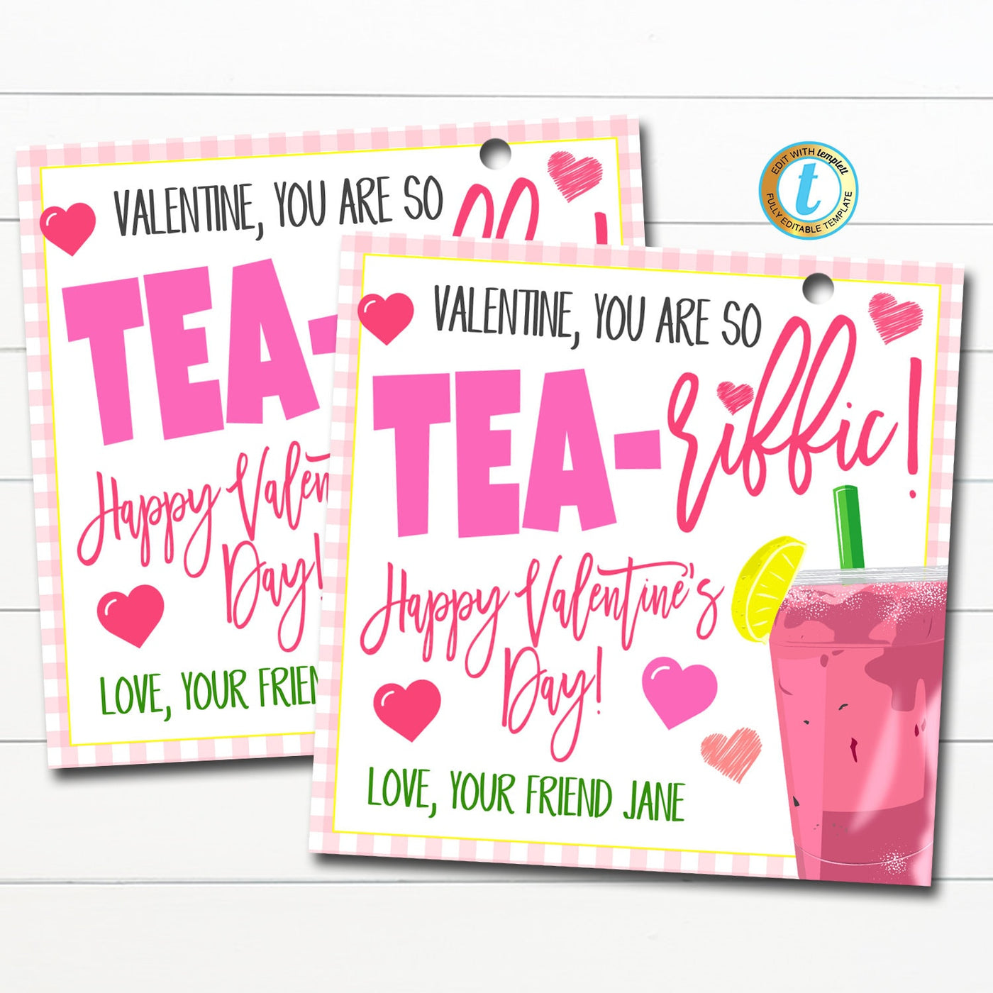 Valentine Iced Tea Gift Tags | You're Tea-riffic! — TidyLady Printables