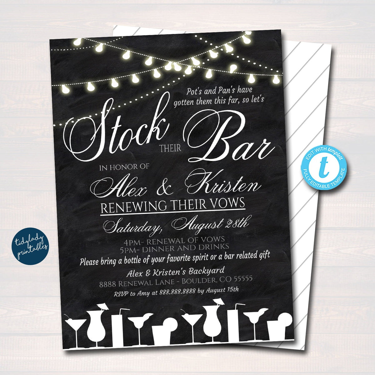 Editable Stock the Bar Party Invite | TidyLady Printables