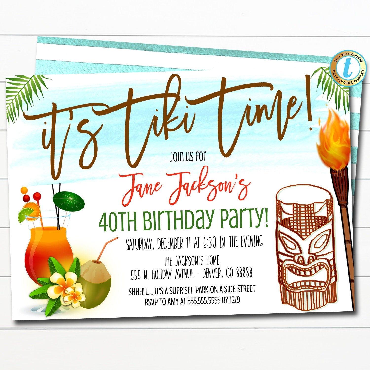 Tiki Bar Party Printables Hawaiian Tiki Luau DIY Party Ideas & Free