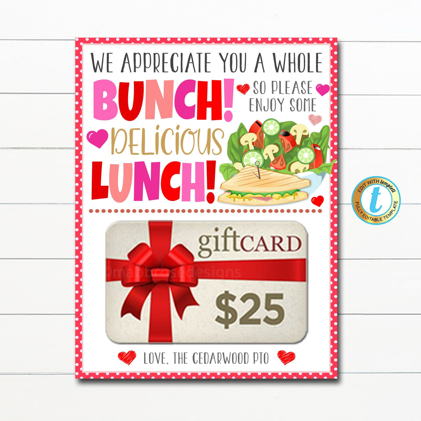 Valentine's Day lunch Gift Card Holder | Teacher Appreciation ...