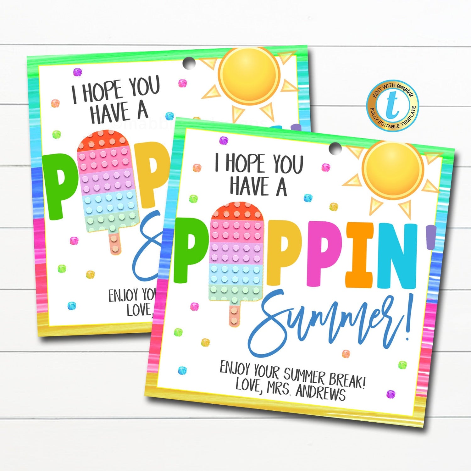 Pop It Gift Tags | Hope You Have a Poppin Summer — TidyLady Printables