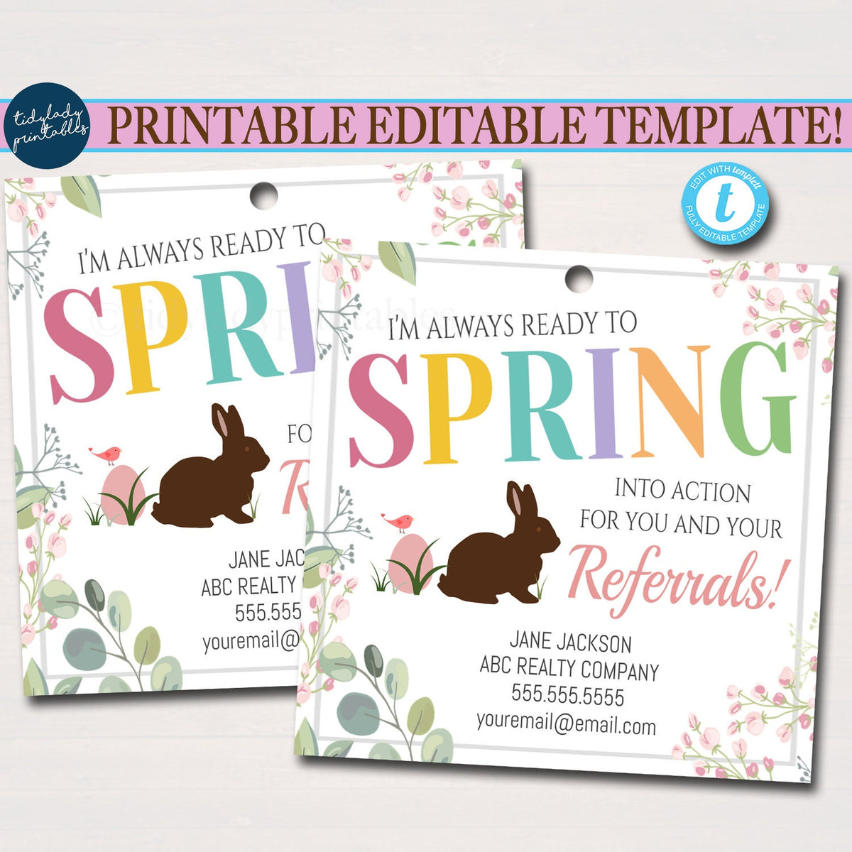 Spring Floral Realtor Pop By Tags | TidyLady Printables